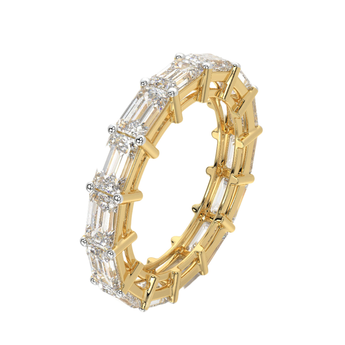 MYZA 4.2 Carat Emerald Cut Lab-Grown Diamond Eternity Band Ring in 18K ...