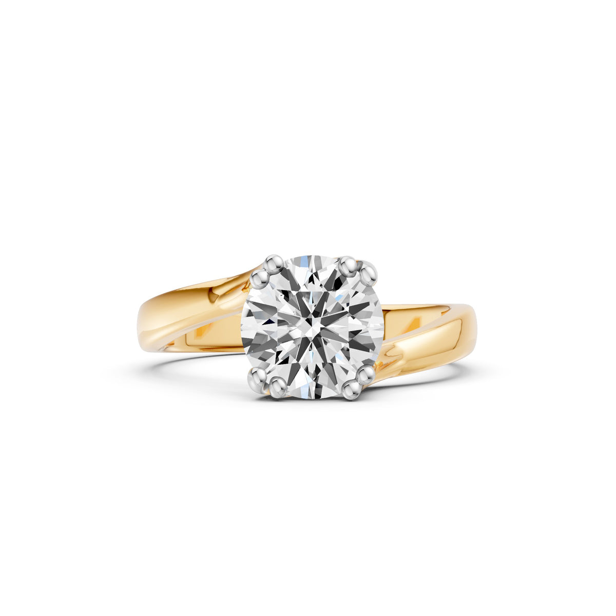 MYZA 2 Carat Round Brilliant Lab-Grown Diamond Ring in 18K Gold - IGI ...